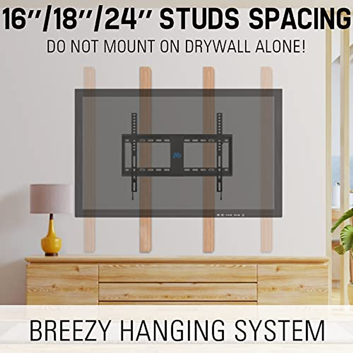 Mounting Dream Tilting TV Wall Mount for Most 37-70 Inches Flat Screen TVs, TV Mount - Wall Mount TV Bracket up to VESA 600x400mm and 132 lbs - Easy to Install on 16", 18", 24" Studs