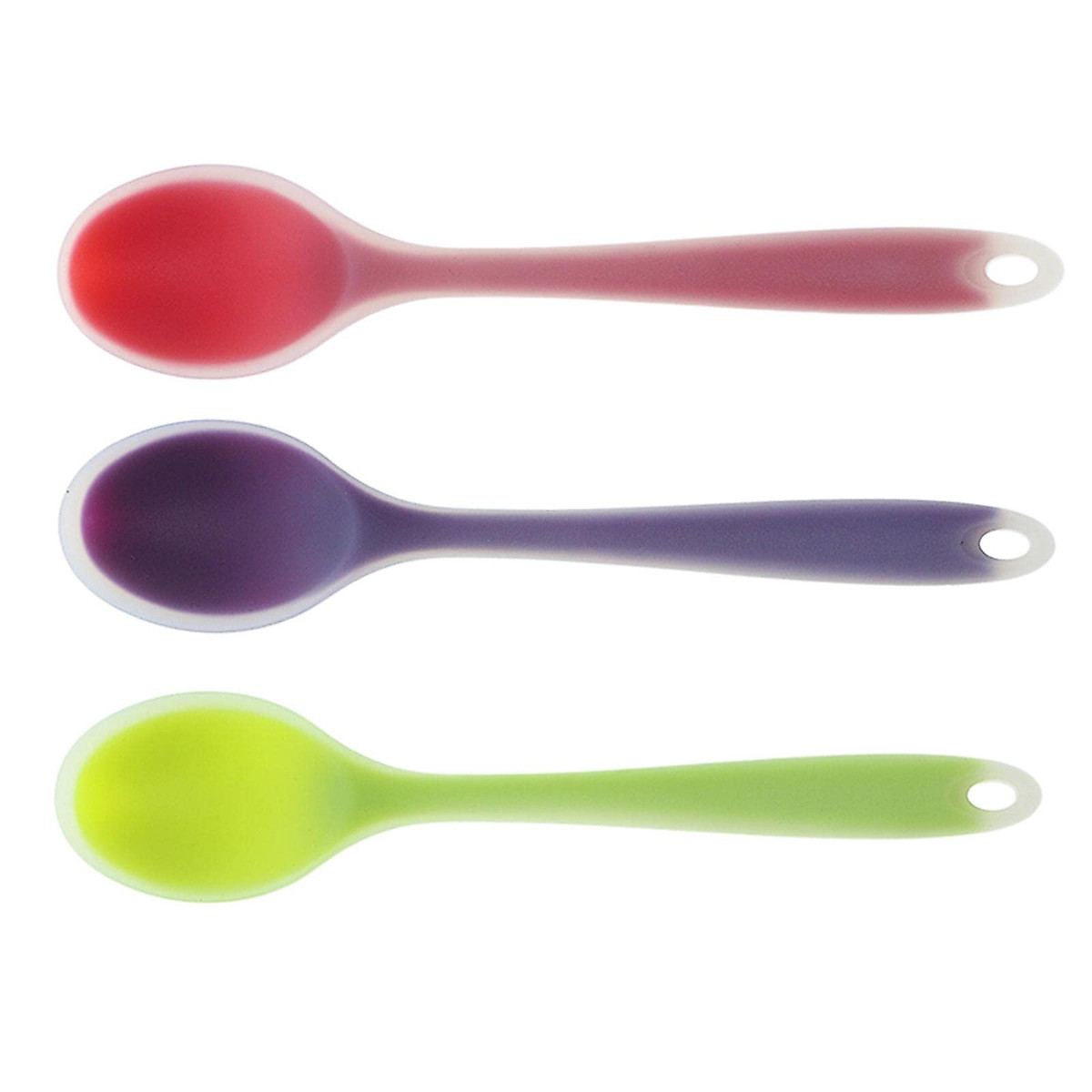 SM SunniMix 3pcs Semi-transparent Silicone Spoon Soup Spoon Coffee Milk Teaspoon
