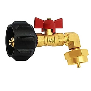 Joywayus QCC1 Propane Refill 90° Elbow Adapter with Control Ball Valve LP Gas Refill Fits for All Camping Grill 1LB Tank Cylinder