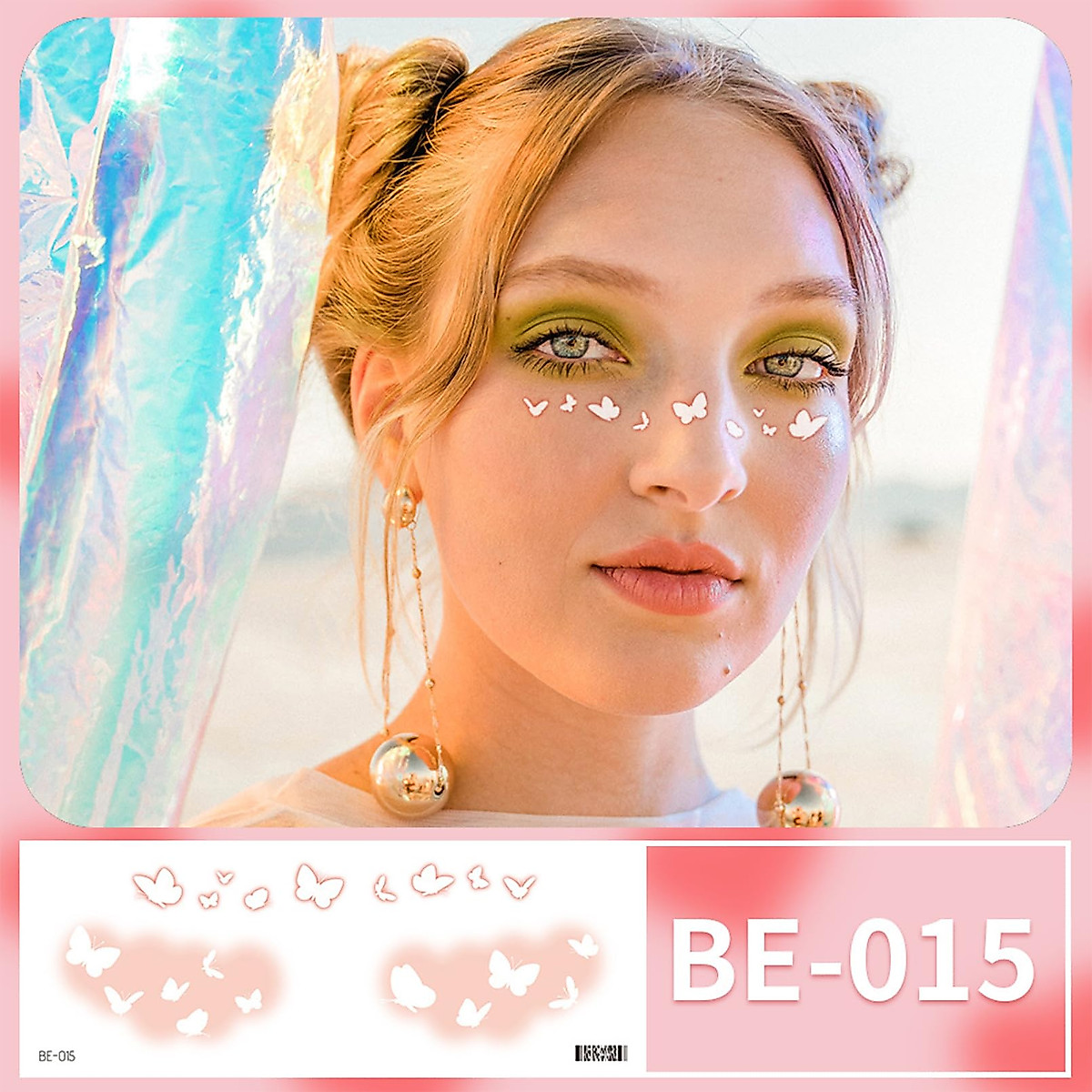 Coszeos 10 Sheets Glitter Butterfly Makeup Temporary Tattoos and 19 Sheets Face Freckle Temporary Tattoos for Girl Women Bundled Product