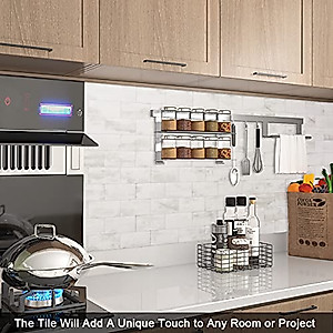 BeNice Stick on Subway Tiles Peel and Stick Backsplash, Adhesive Wall Tiles Peel and Stick Imitaiton Marble Tiles Stickers(5sheets,Rustic Gray)