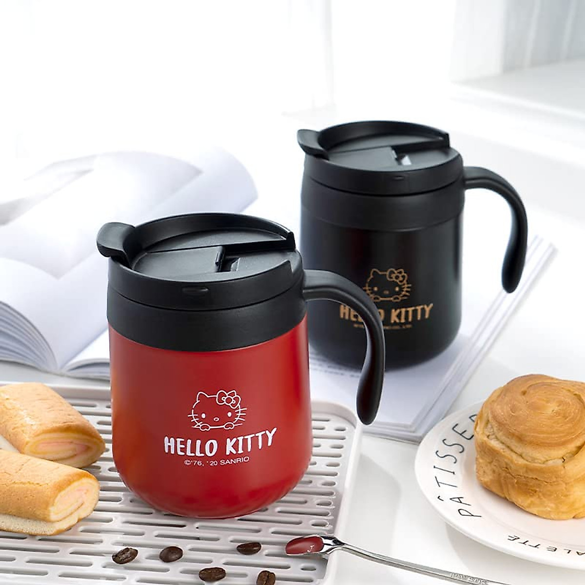 Everyday Delights Hello Kitty Stainless Steel Insulated Cup with Lid, 350ml (Black)