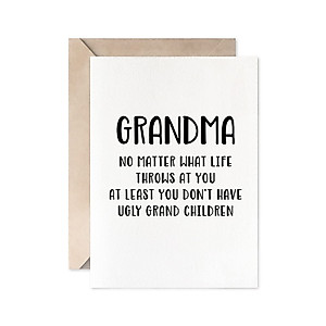 MAGJUCHE Funny Birthday Card For Grandma, Don’t Have Ugly Grand Children, Mother’s Day, Christmas Gift From Grandson, Granddaughter