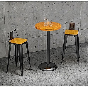 Lingula Bar Table Casual Metal High Tables and Chairs Simple Bar Industrial Style Small Round Table Retro Solid Wood Bar Table and Chairs Pub Tables (Color : A, Size : S)