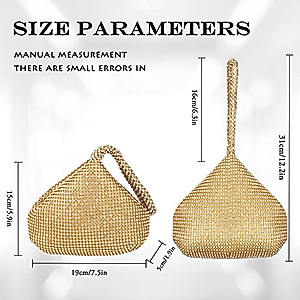 AOYUNHUI Women's Rhinestone Clutch Evening Bags Sparkly Glitter Triangle Purse for Women Wedding for Prom Party-Gold