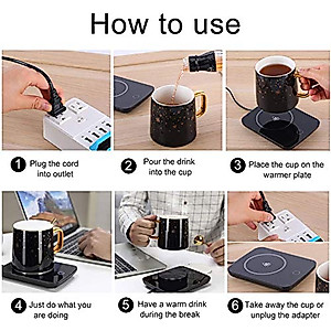 Misby Mug Warmer & Mug Set, Coffee Warmer for Desk Warmer for Desk Auto Shut Off Warmer Plate for Office Home Use, Beverage Warmers with Mug Lid for Water, Tea, Cocoa, Milk Temp Control (Include Cup)