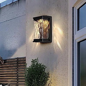 ACLBLK LED Black Outdoor Wall Lantern with Water Glass IP54 Waterproof Exterior Wall Light 18W 3000K Farmhouse Modern Outside Front Porch Light Wall Sconce for Garage Porch Doorway Garden Entryway