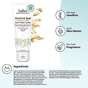 Babo Botanicals Sensitive Baby Fragrance-Free Daily Hydra Lotion - with Colloidal Oatmeal, Shea Butter & Jojoba Oil - EWG Verified, Vegan & Hypoallergenic - 8 fl. oz