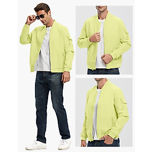 Rdruko Men's Lightweight Bomber Jacket Casual Stylish Fashion Coat Windbreaker(Lemon, US M)