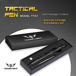 TF TAKEFLIGHT Tactical Pen Multi-Tool - Self Defense, EDC LED Flashlight & Pen - Ideal for Military & Outdoor Survival Gear - Ultimate Gift for Him - Unique Pen Gift for Brother or Dad