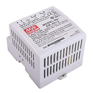 Mean Well DR-4512 Power Supply, DIN, 12 Volt, 3.5 Amp, 42 Watt, 3.0" x 2.6" x 3.6" Size