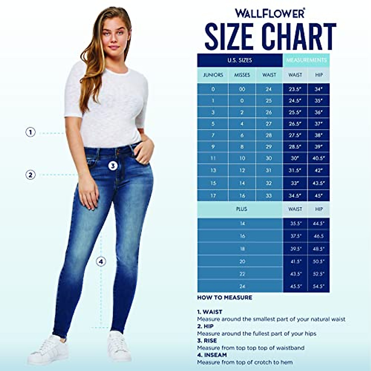 WallFlower Women's Size Fearless Curvy Straight Denim Super High-Rise Insta Vintage Juniors Jeans (Standard, Alpine, 18 Plus