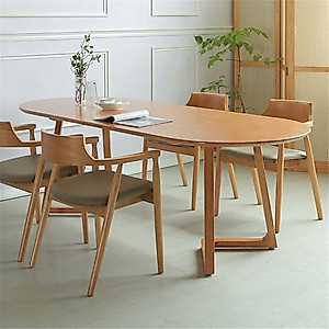 NIUYAO Modern Solid Oval Table with Double Pedestal, Natural Wood Simplicity Classic Pine Tabletop Furniture for Dining Room Kitchen Leisure Coffee Table -63" L x 27.5" W x 29.5" H