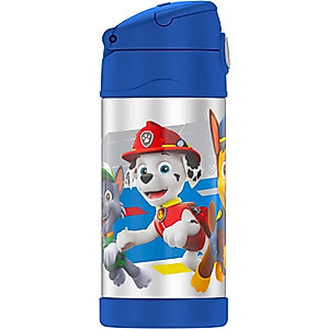 THERMOS FUNTAINER 12 Ounce Stainless Steel Vacuum Insulated Kids Straw Bottle, Paw Patrol
