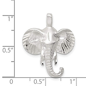 Jewelry Stores Network Elephant Head Pendant In 925 Sterling Silver 27 mm x 23 mm