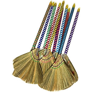 (6 Packs) Traditional Asian Broom Trio - 40" Vietnamese Straw Brooms for Gentle Cleaning