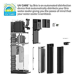 Brio Point of Use 4 Stage UF Hot, Cold & Room Water Cooler - Tri - Temp - UV Self Clean, Gunmetal Gray