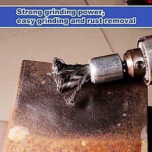 LSTOPGO 9 Pack 0.8" 1" 1.2" Knotted Wire Brush for Drill,1/4 Inch Arbor,Carbon Steel Twisted Wire Brush for Rust,Corrosion,Paint Removal