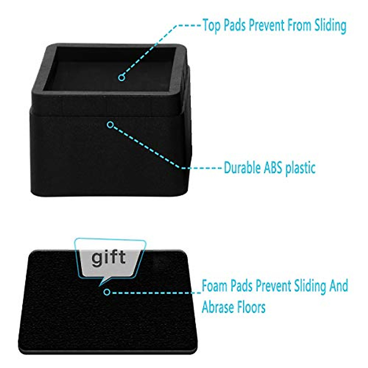 Joyclub Bed Risers 2 inch Heavy Duty Furniture Risers for Sofas Table Couch Lift Height of 2 or 4 Inches