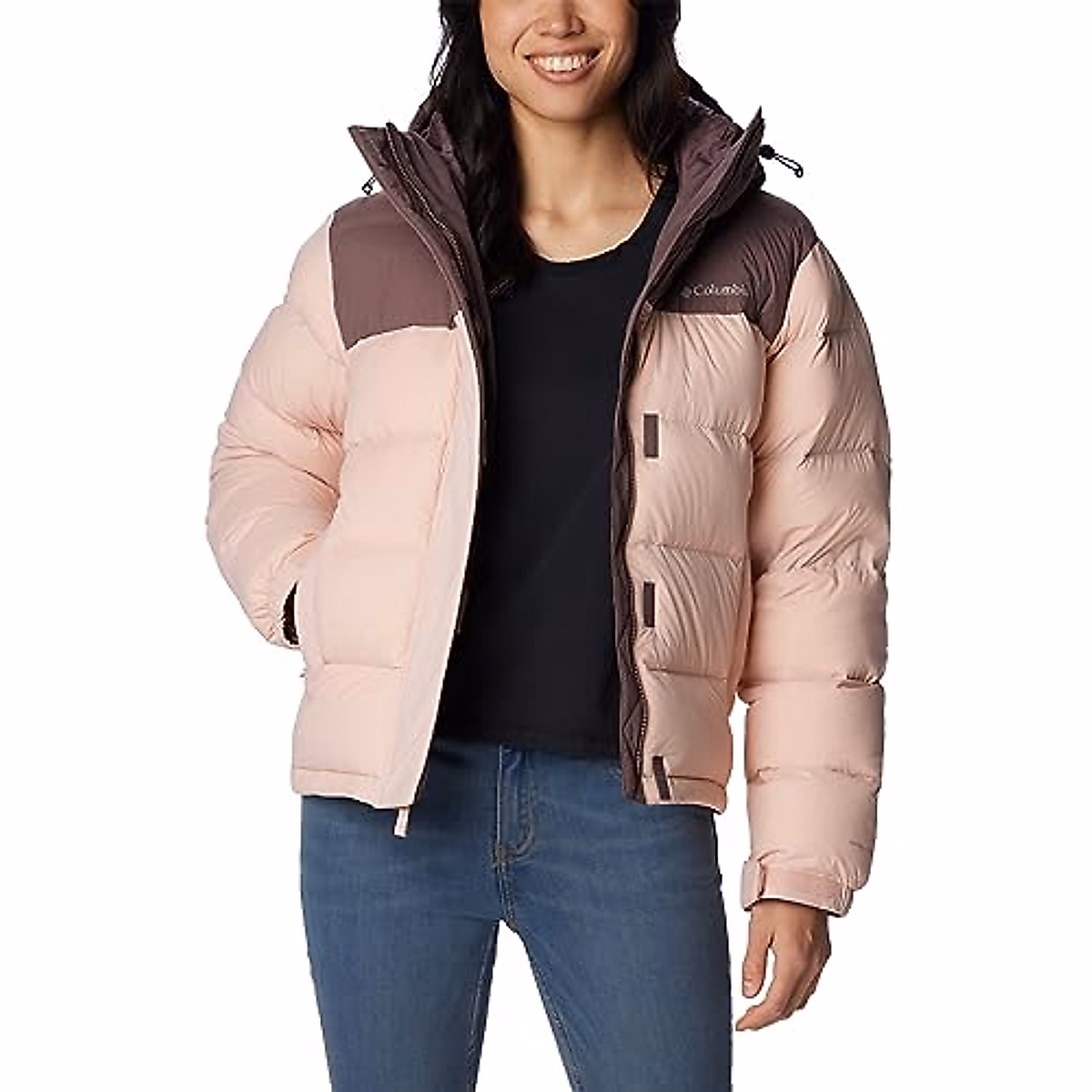 Columbia Women's Bulo Point II Down Jacket, Dusty Pink/Basalt Crinkle, Large