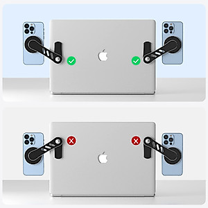 EDC Magnetic Phone Holder, Laptop or Desktop Monitor Side Mount Phone Mount, Foldable Slim Portable Laptop Mount for 14/14 Plus/14 Pro/14 Pro Max and 13/12 Series MagSafe Case & All Phones, Black