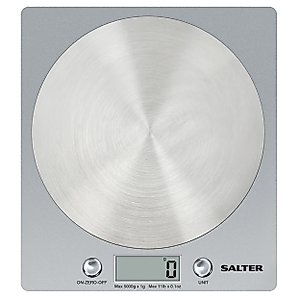 Salter Digital Kitchen Weighing Scales - Slim Design Electronic Cooking Appliance for Home/Kitchen, Weigh Food up to 5kg Aquatronic for Liquids ml and fl. Oz. 15Yr Guarantee - Silver