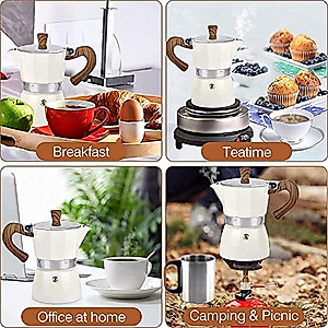 MORDEN MS Moka Pot, Stovetop Espresso Maker 6 Cup/10 OZ Italian Coffee Maker Camping Coffee Pot Manual Cuban Coffee Percolator for Cappuccino or Latte