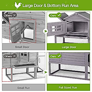 Outdoor Rabbit Hutch UV Roof Wooden Bunny Cage Large Duck House Chicken Coop with Run-Leak Proof Plastic Tray