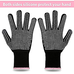 TPYQdirect Professional Heat Resistant Gloves Proof Glove Blocking for Curling Iorn Flat Iron Wand, White Black, 1 PCS