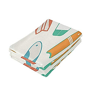 Blueangle Surfboard Pattern Print Soft Hand Towels for Bath Decorative Guest Towels Fingertip Towels for Bathroom Spa Gym, 2-Piece, 14.4 x 28.3 inches