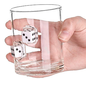 Stuck in Glass WHISKEY GLASSES | DICE | Original Embedded 10oz Borosilicate Rock Glassware (DEVILS BONE | WHITE)