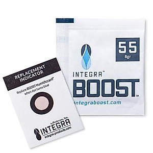Integra Boost - 55% RH Level - 8 Gram Size - Two-Way Humidity Control Pack Incl. Replacement Indicator Cards - Food Storage & Herbs Preserver Moisture Balancer, Protects 1 OZ (Pack of 20)