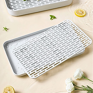 DEPILA Serving Tray Tray Drain Tray Square Tray Multi-Purpose Tray Household Double-Layer Water Tray White Serving Trays for Eating Service Tray (Size : 1)