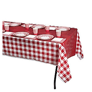 Picnic Themed 9" Disposable Round Paper Plates (50 Pack) Picnic Party Supplies Gingham Paper Plates Ideal for Parties, Family Dinner and Picnic Parties