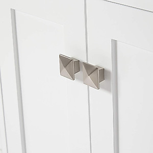 ARIEL 48" White Bathroom Vanity Base Cabinet, Single Sink Configuration, 2 Soft Closing Doors, 9 Full Extension Dovetail Drawers, Brushed Nickel