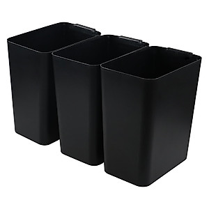 Farmoon 3-Pack Plastic Wastebasket, 16 L Kitchen Office Trash Can, Black