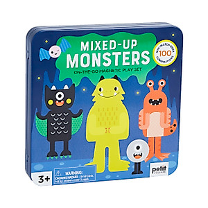 Petit Collage Magnetic Play Set, Monsters – Mix & Match Magnetic Game Board, Ideal for Ages 3+ – Includes 2 Magnetic Scenes and Over 25 Magnet Pieces, Ideal Travel Activity for Kids