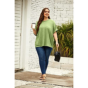 Women Oversized T-Shirt Summer Casual Short Sleeve Loose Tee Tops Light Green