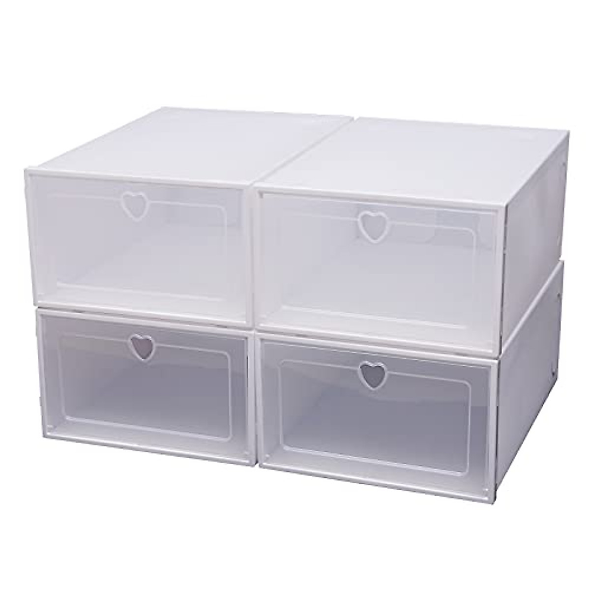 LOYALHEARTDY 20 PCS Shoe Storage Boxes Clamshell Clear Shoe Boxes Stackable Plastic Shoe Boxes with Lids Foldable Shoe Sneaker Containers Easy Assembly Home Shoe Organizer For Sneaker Storage