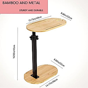 Bamboo Bath Table Tray Table with Adjustable Height,FreestandinBath Caddy Tray for Tub Against Wall,Bathtub Side Table Tub Shelf for Luxury Bath Home Spa Bathtub Accessories and Gift Choice.