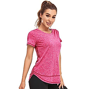 Abrooical Running Shirts Women Yoga Loose Fit Workout Tees for Women Short Sleeve Sports Tops Red XX-Large