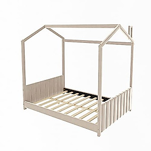 Merax Full Size Velvet House Bed Wood Bed