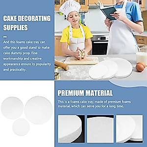 Anneome 9 Pcs Foam Cake Base Diy Cake Circle Cupcake Round Serving Tray Diy Craft Foam Circle Round Cake Pan Cake Circles Decor Fondant Cake Practice Tray Extra Hard Model White