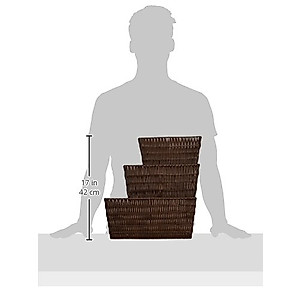 Whitmor Rattique Java Set of 3 Pieces Storage Baskets -Small (8.5"x11.4"x5.5"), Medium (9.8"x13"x6") and Large (11.4"x14.6"x6.5")