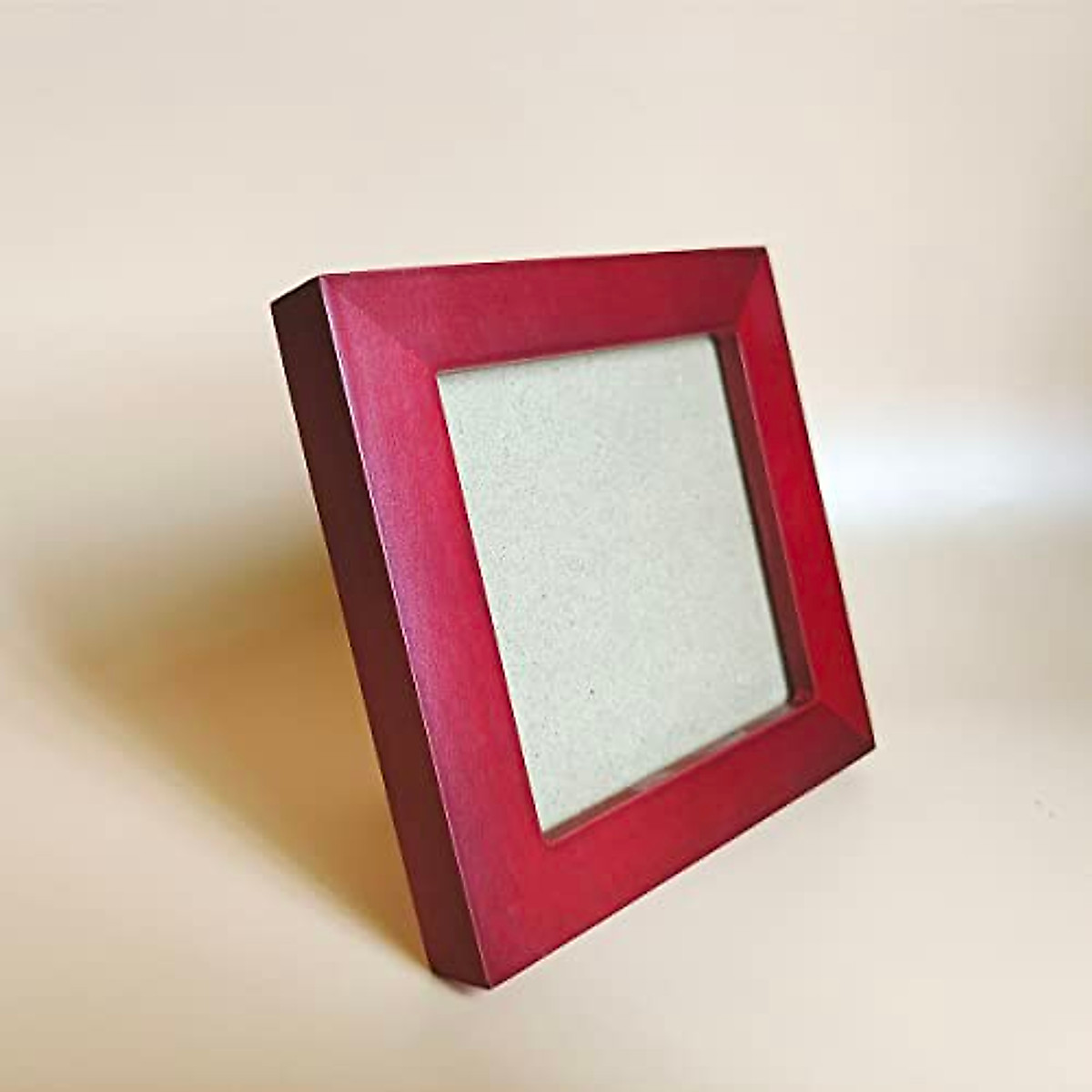 KELE MODEL 4x4 Picture Frames RED Solid Wood Frame, Plastic Panel (Film Needs to be Removed) Table or Wall.Front Window Opening 3.5x3.5 inch.