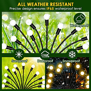 GOANDO 4 Pack Solar Garden Lights 12 LED Firefly Lights Outdoor Waterproof Starburst Swaying Garden Decor for Yard Patio Pathway