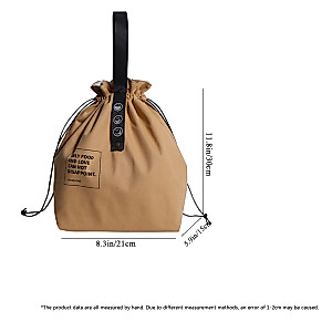 Canvas Drawstring Lunch Bag Insulated Lunch Tote Japanese Style Bento Tote Bag Reusable Lunch Bag Insulated Handbag Tote bag with Handle and Drawstring Closure for Women Work Picnic or Travel(YELLOW)