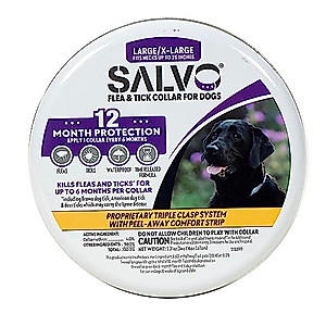 SALVO Flea and Tick Collar for Dogs - Pack of 2 for 12 Months of Protection - Flea and Tick Prevention for Dogs (Large)
