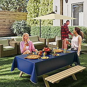 Dark Blue Vinyl Tablecloths - 54 In. x 108 In. - Pack Of 1 Rectangle Tablecloth - Dark Blue Flannel Backed Vinyl Tablecloths For Rectangle Tables - Plastic Table Cloths - Flannel Backing - Waterproof