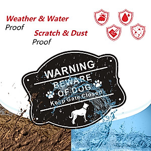2 Pack Beware of Dog Signs for Fence,10x8 Inch Rust Free .040 Aluminum Metal Yard Sign, Fade Resistant, UV Protected, Weatherproof Warning Dog Sings for Door or Gate